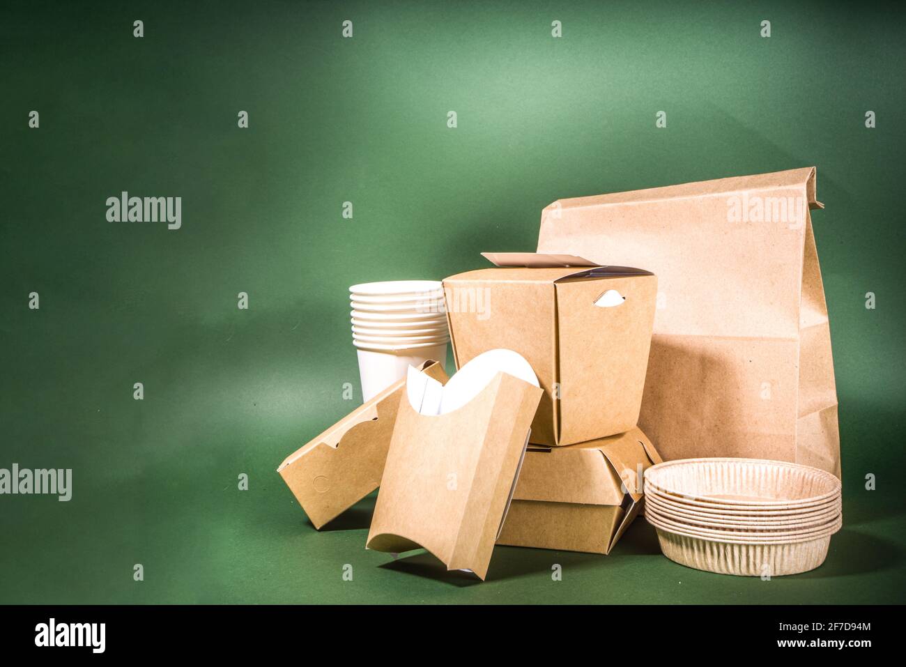 Cardboard fast food and drink packaging concept. Set of various ...