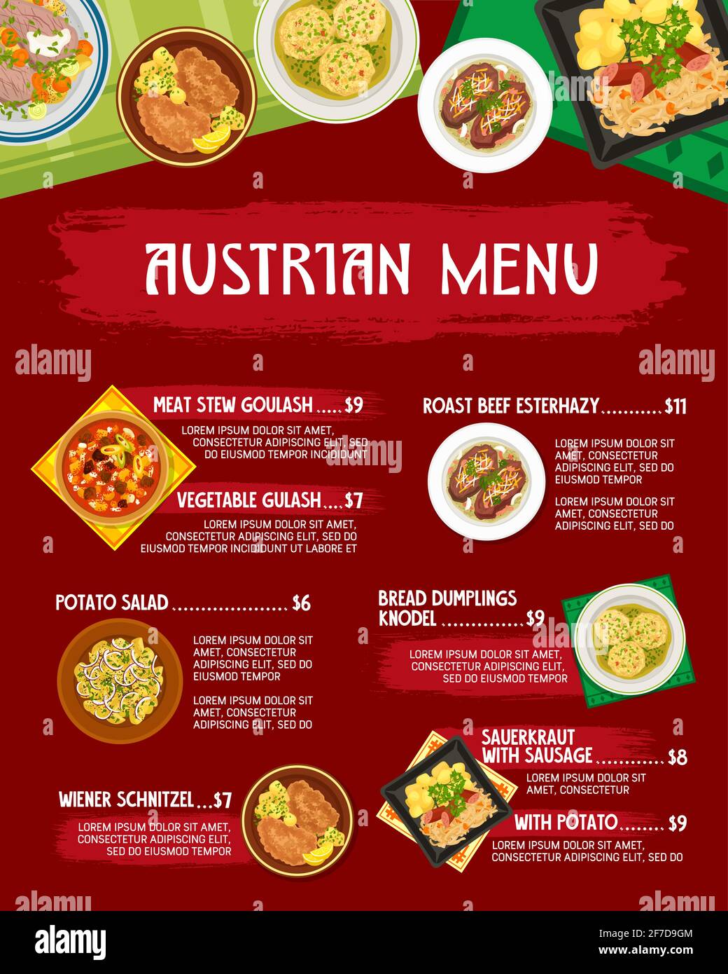 Austrian restaurant meals menu cover Stock Vector Image & Art - Alamy