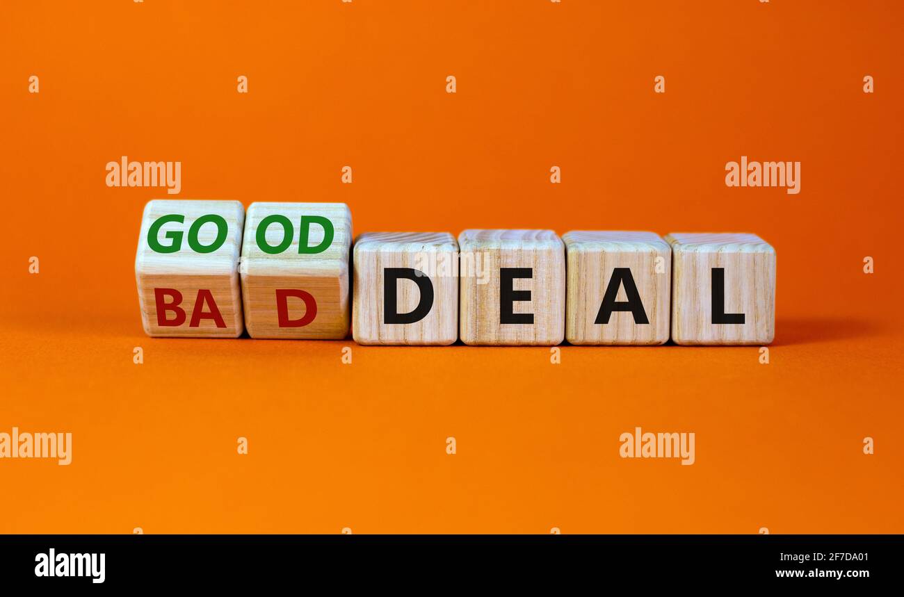 Good or bad deal symbol. Turned wooden cubes and changed words 'bad ...