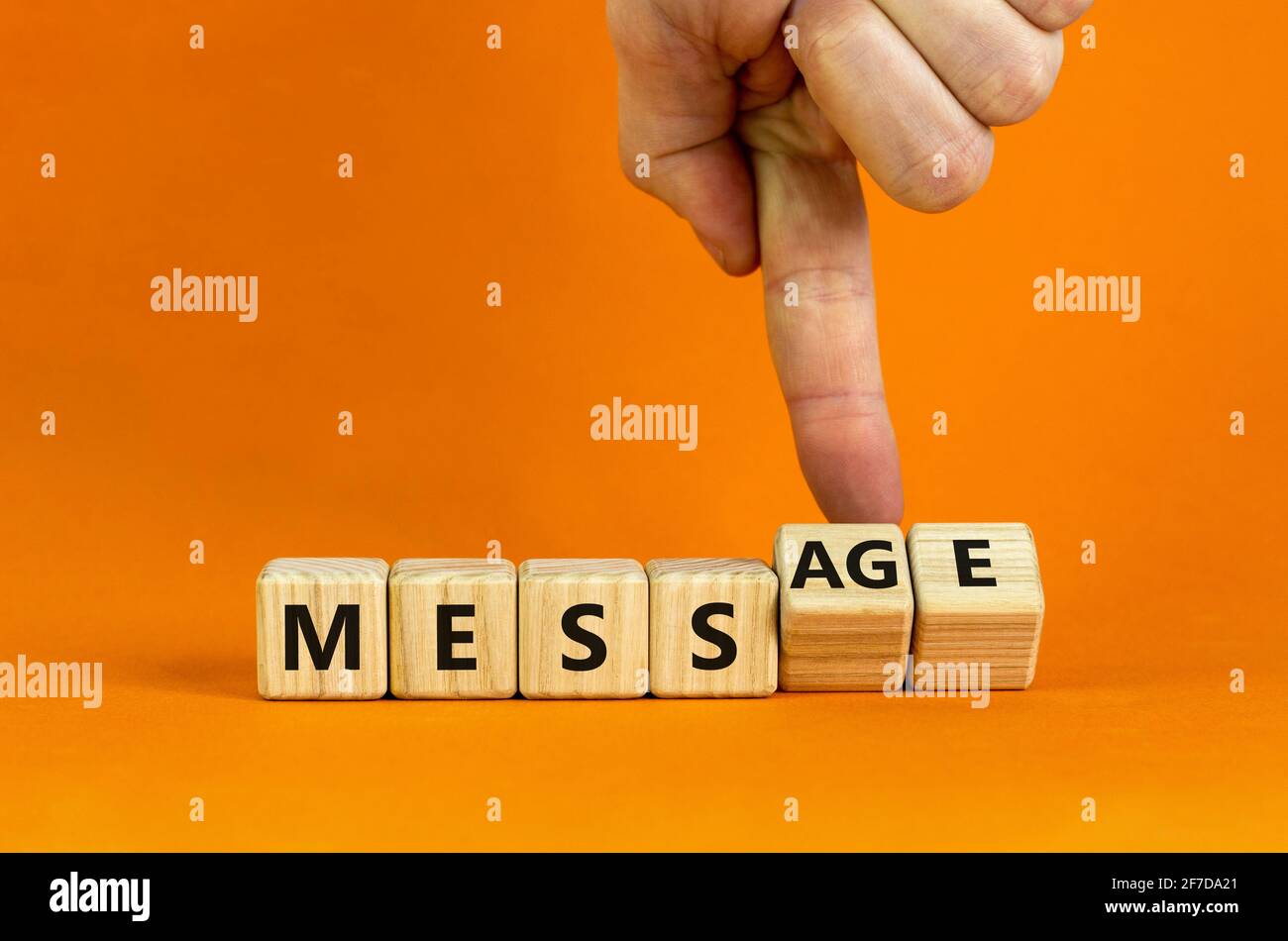 Make your mess your message symbol. Businessman turns cubes and changes ...
