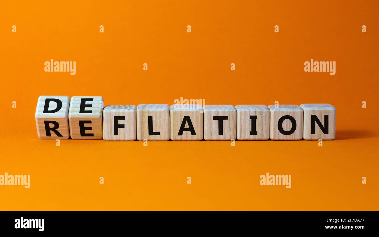Deflation or reflation symbol. Turned cubes and changed the word ...