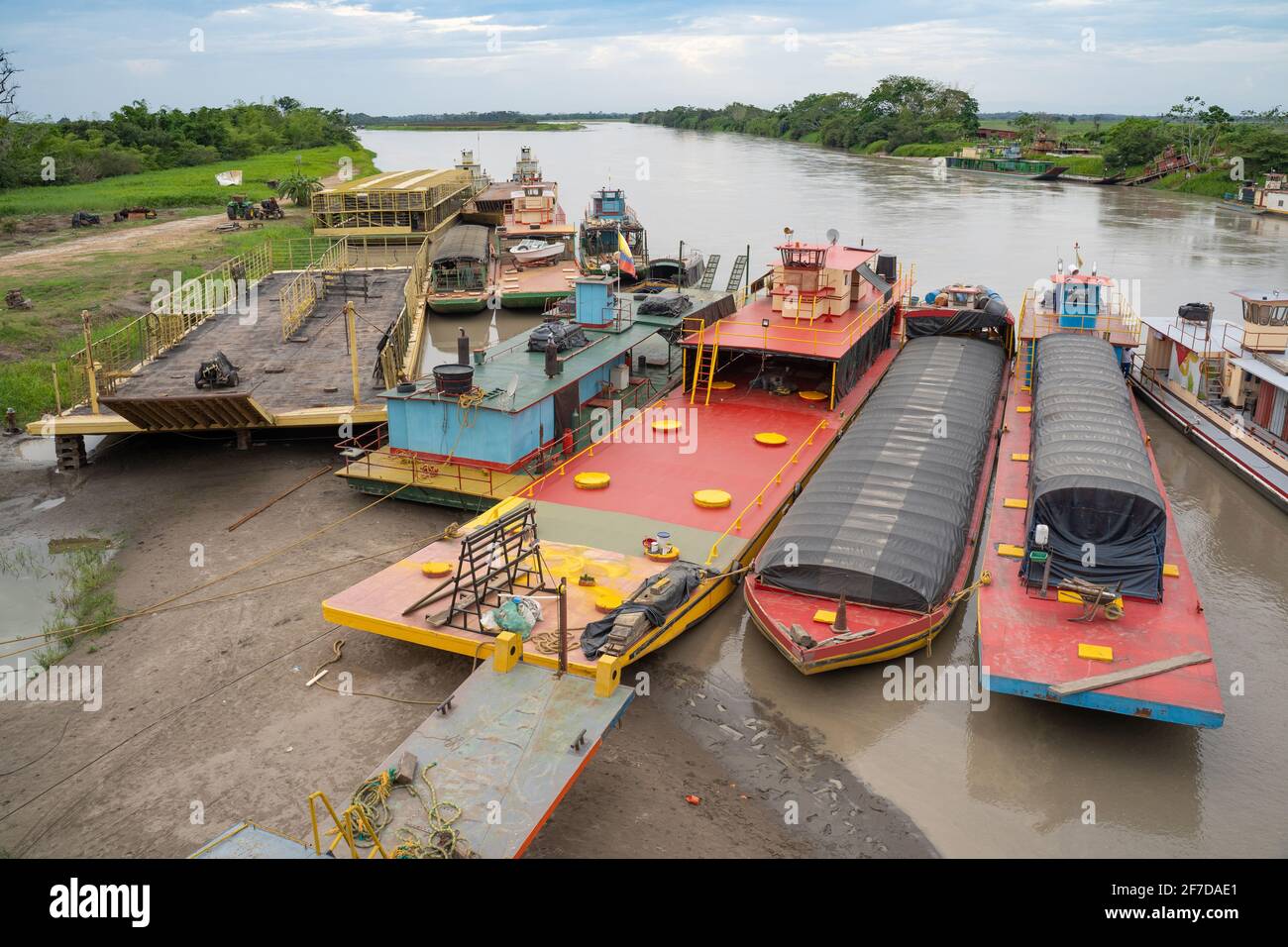 View from the Carlos Llenas bridge, on the Metica river, Puerto Lopez ...