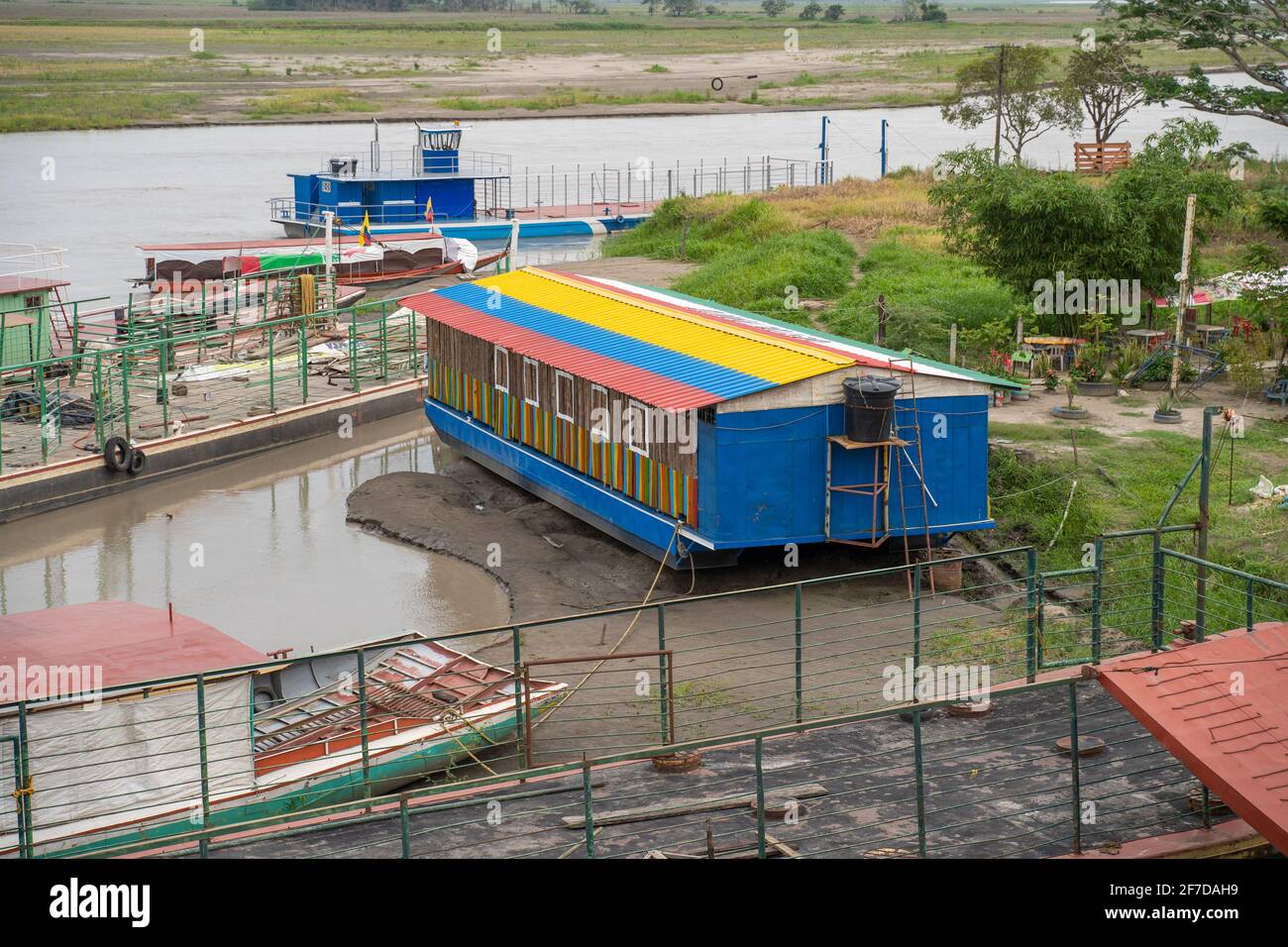 View from the Carlos Llenas bridge, on the Metica river, Puerto Lopez ...