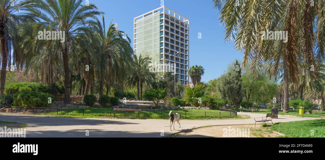 Park in front of the old model jail of the city of Valencia on the ...