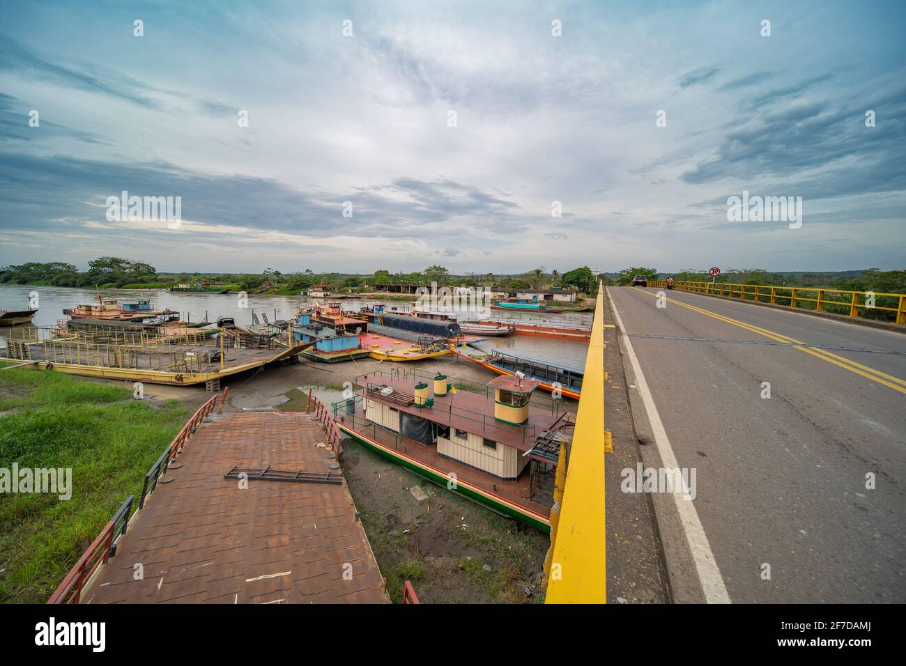 View from the Carlos Llenas bridge, on the Metica river, Puerto Lopez ...