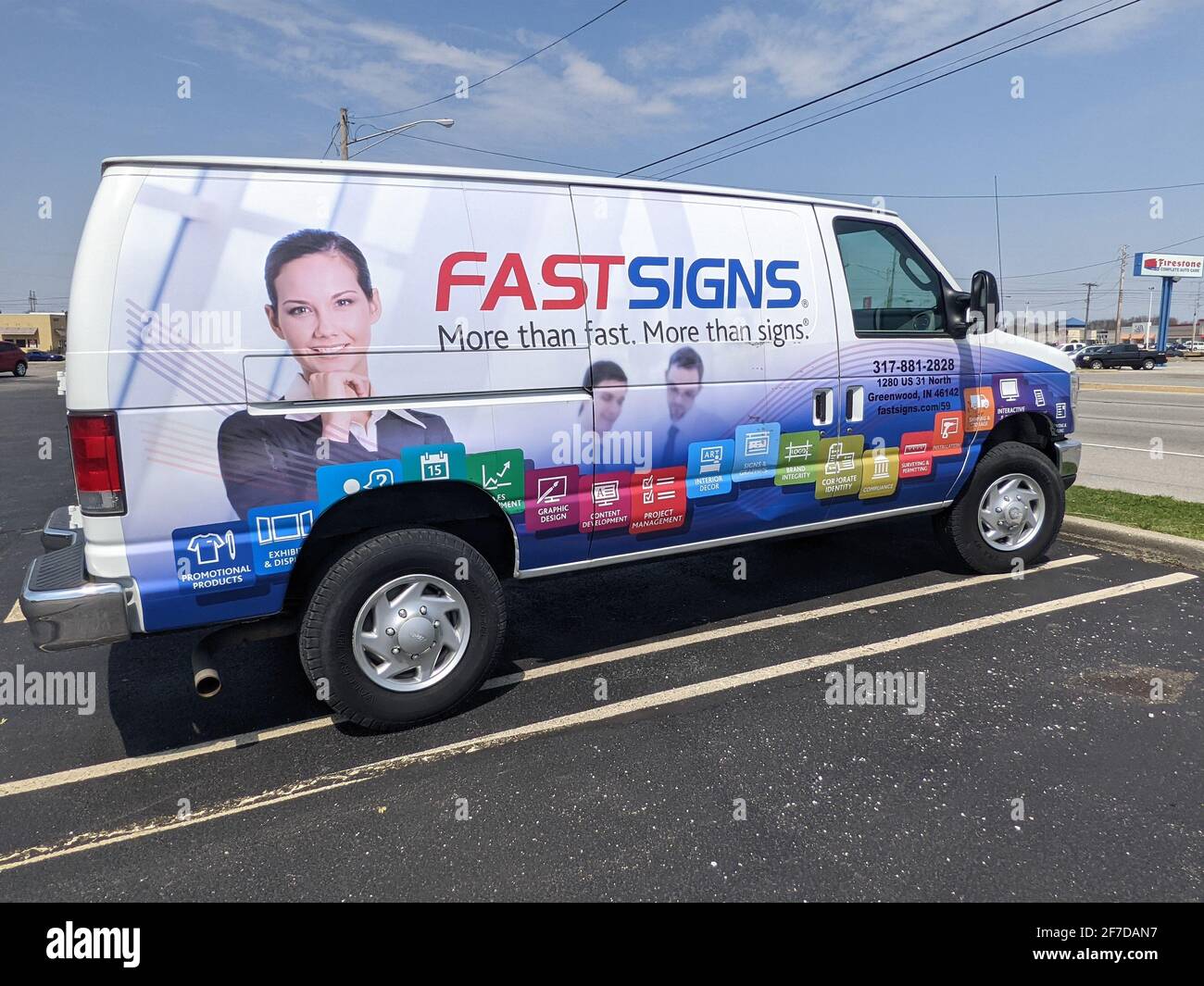 Fast Signs Van Parking Lot Stock Photo - Alamy