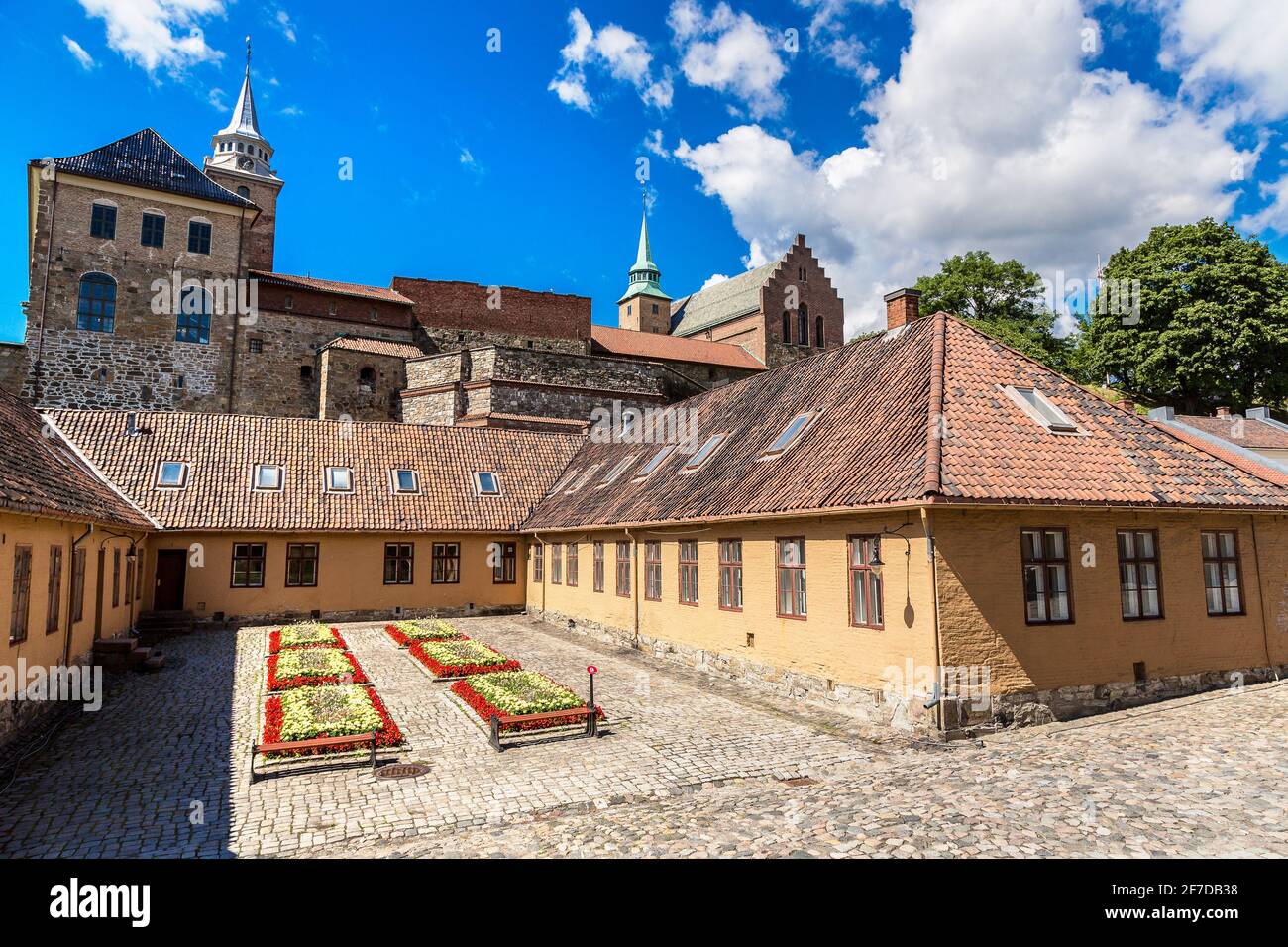 Medieval castle Akershus Fortress in Oslo. Norway in a summer day Stock ...