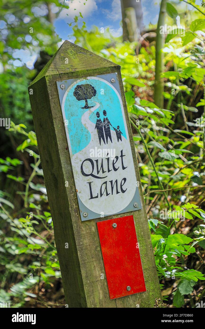 A quiet lane sign post on a rural road in the Macclesfield Forest ...