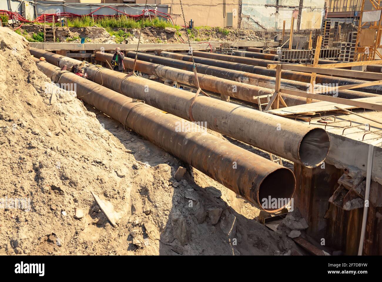 Foundation pipes on construction site hi-res stock photography and ...