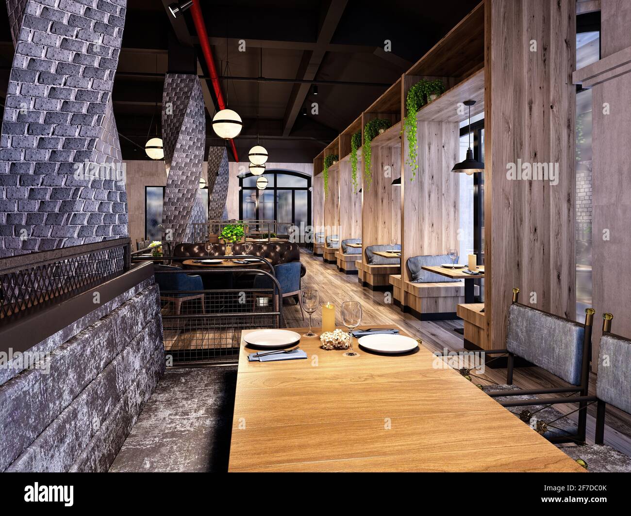 3D RENDER OF RESTAURANT CAFE Stock Photo - Alamy