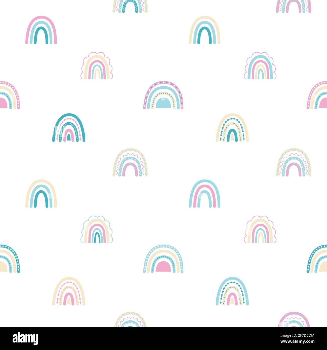 Baby seamless pattern with cute rainbows. Creative vector background ...