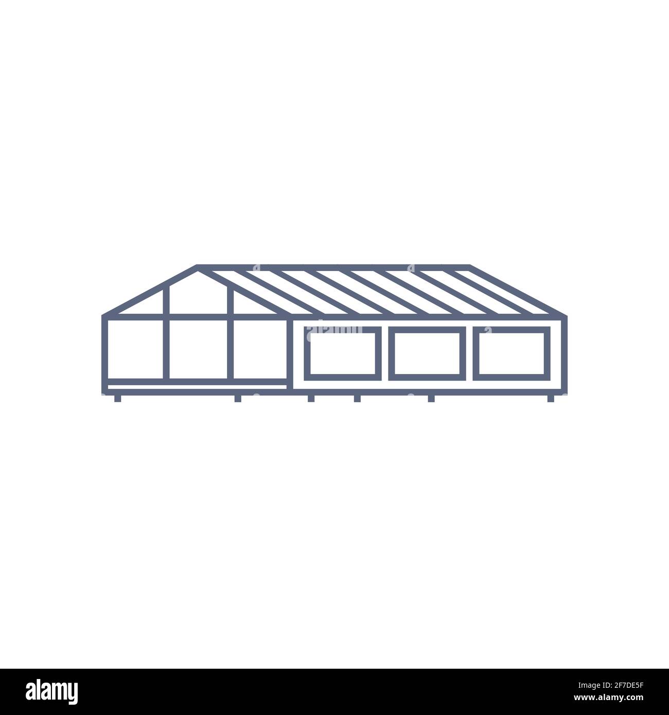 Greenhouse line icon - village house or greenhouse in linear style on ...