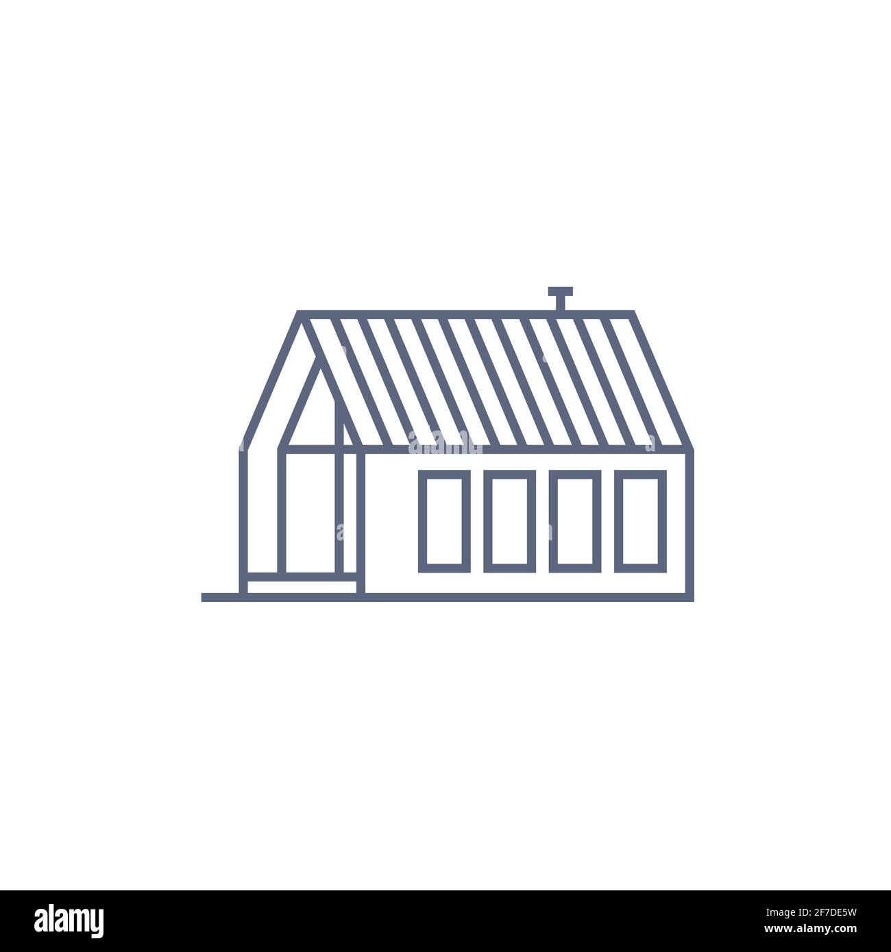 Farmhouse line icon - village house or wooden cabin in linear style on ...