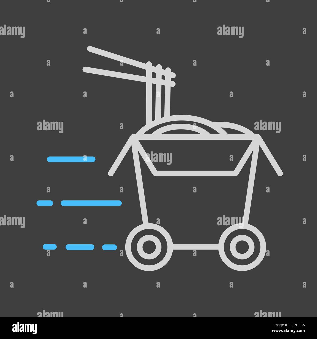 Wheeled wok box vector icon. Delivery sign. Graph symbol for cooking ...