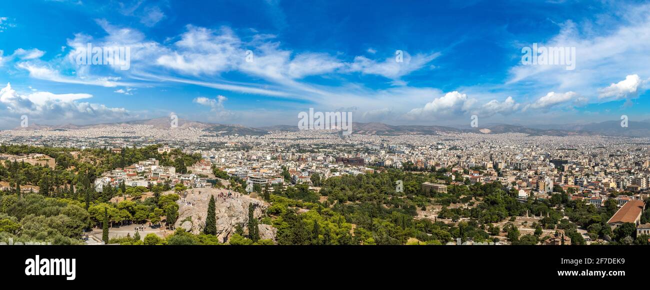 Panoramic view of Athens, Greece, from the Acropolis in a summer day ...