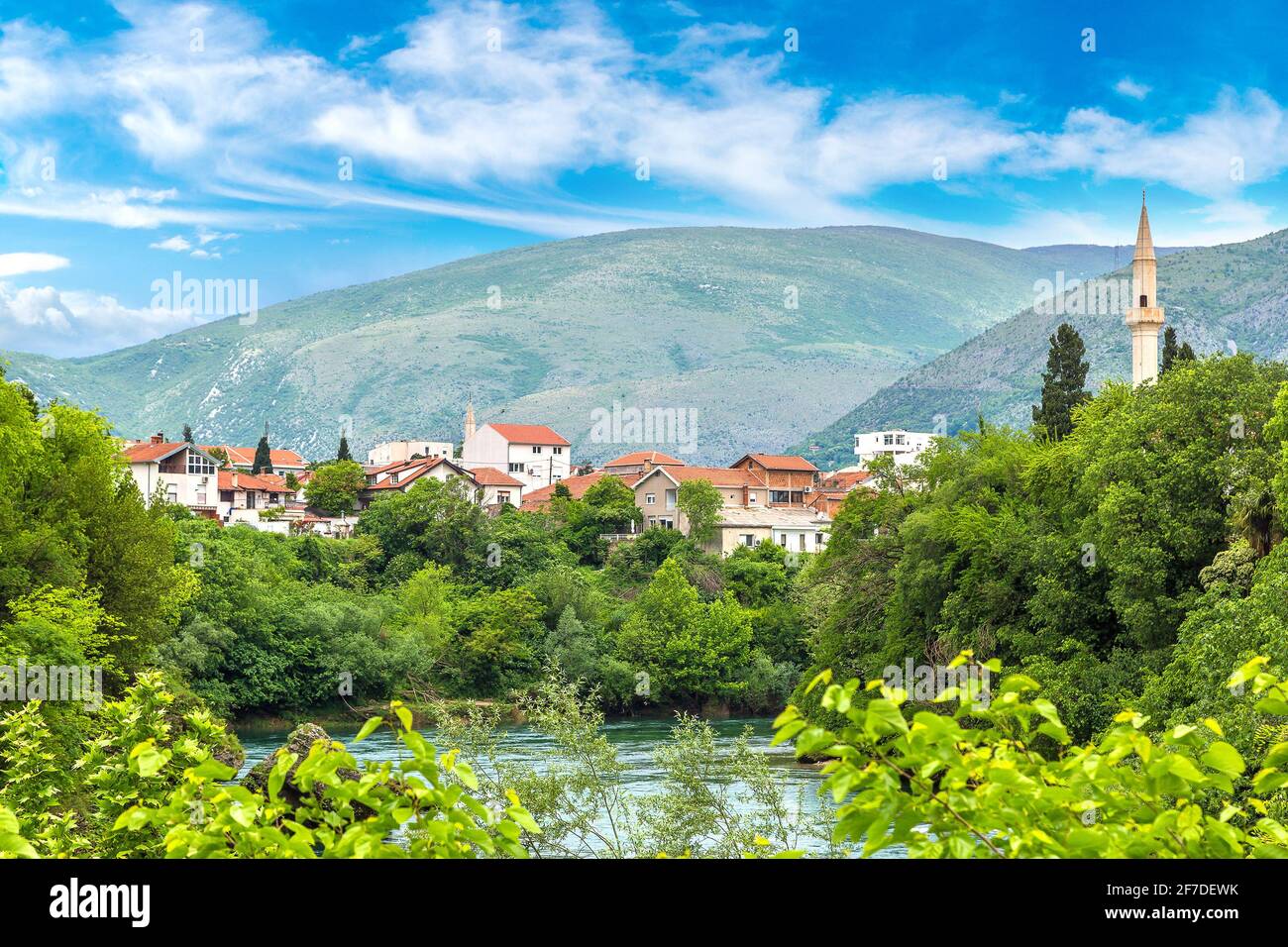 Historical center in Mostar in a beautiful summer day, Bosnia and ...