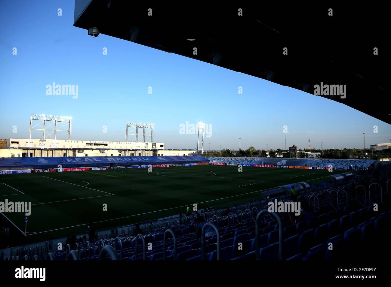 General view from inside the empty stadium before the UEFA Champions ...