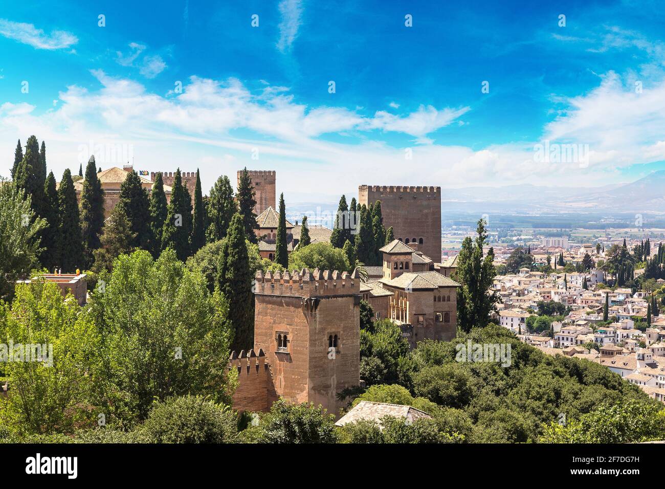 Panoramic aerial view of Granada in a beautiful summer day, Spain Stock ...