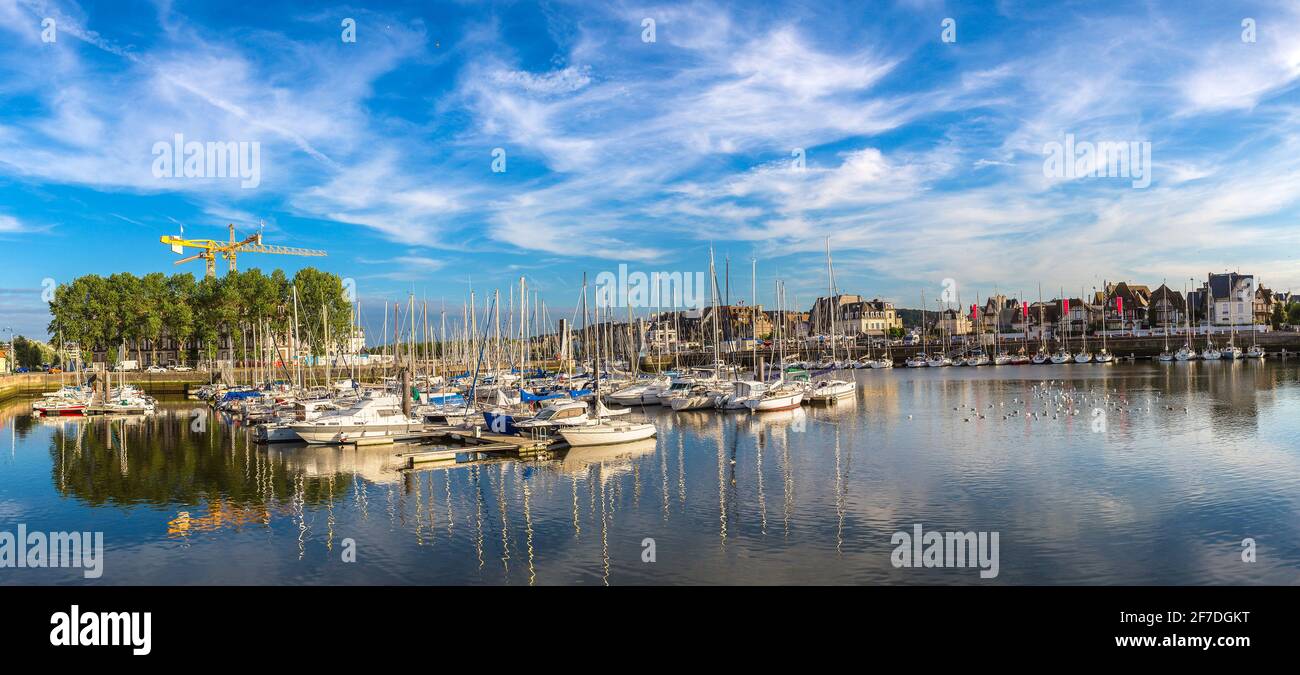 Panorama of Trouville and Touques river in a beautiful summer day ...