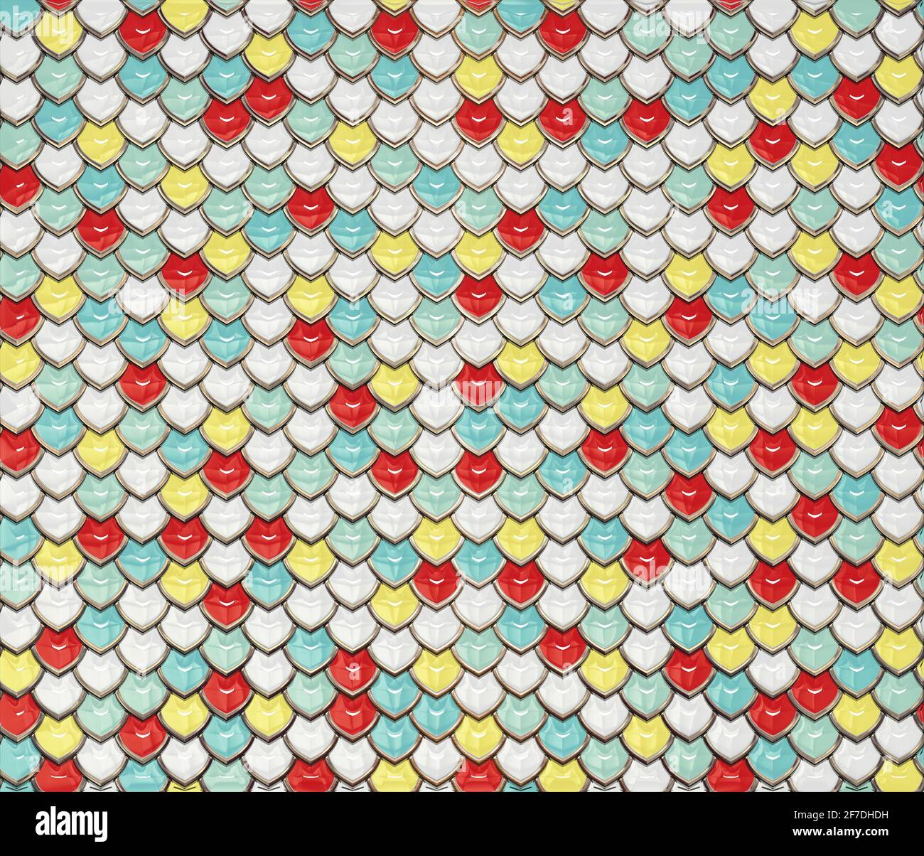 Light blue, yellow, red and white pearlescent snake skin with golden ...