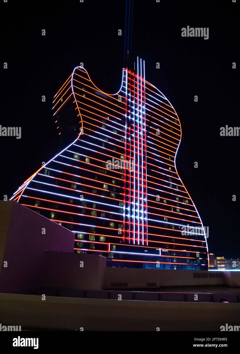 Hollywood - FL - 20201008- The iconic Hard Rock Guitar Hotel lights up ...