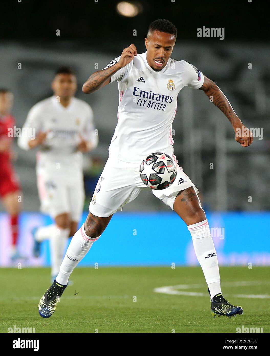 Real Madrid's Gabriel Eder Militao in action during the UEFA Champions ...