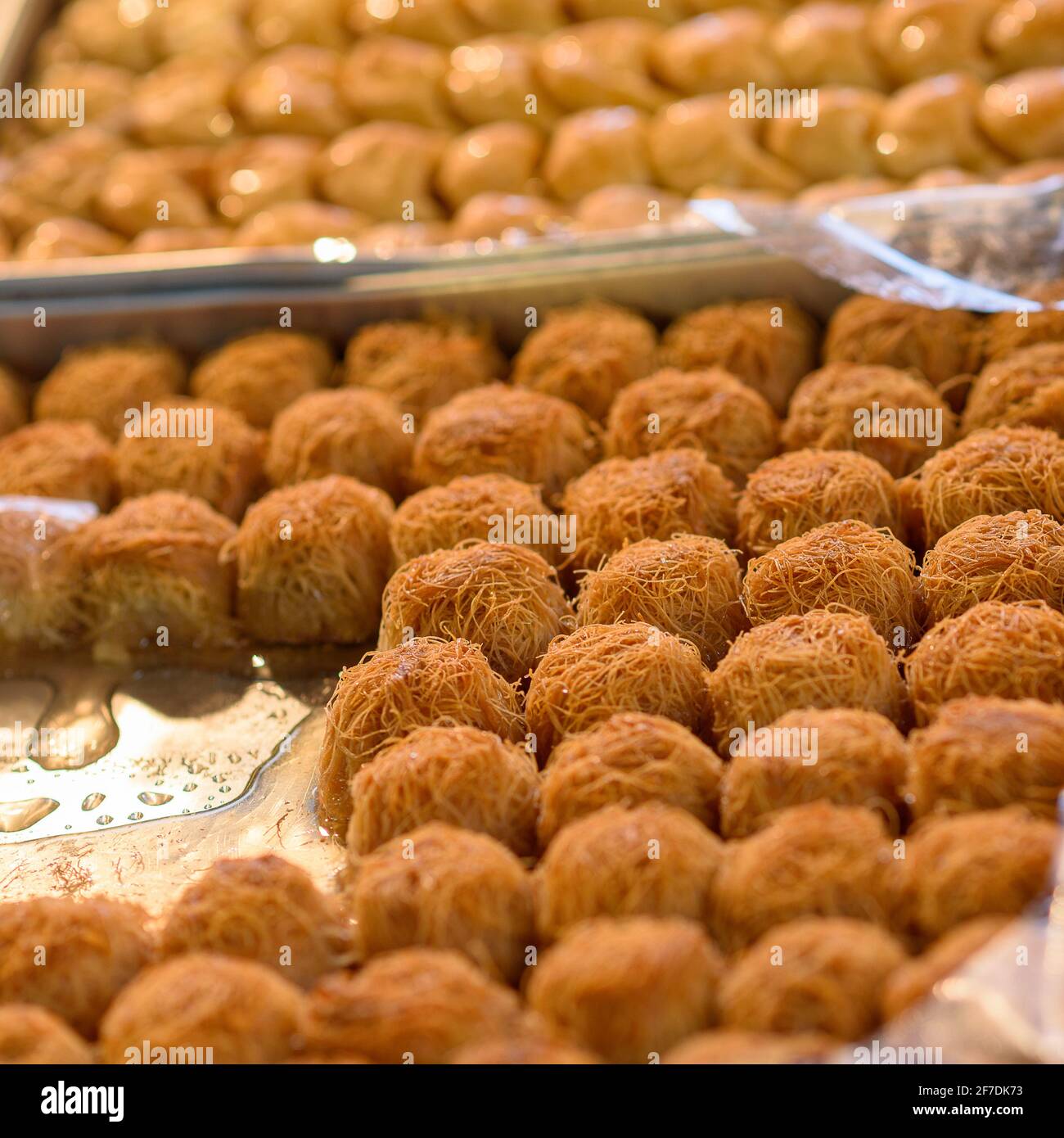Kadayif baklava with pistachio. Beautiful arabic sweet background Stock ...