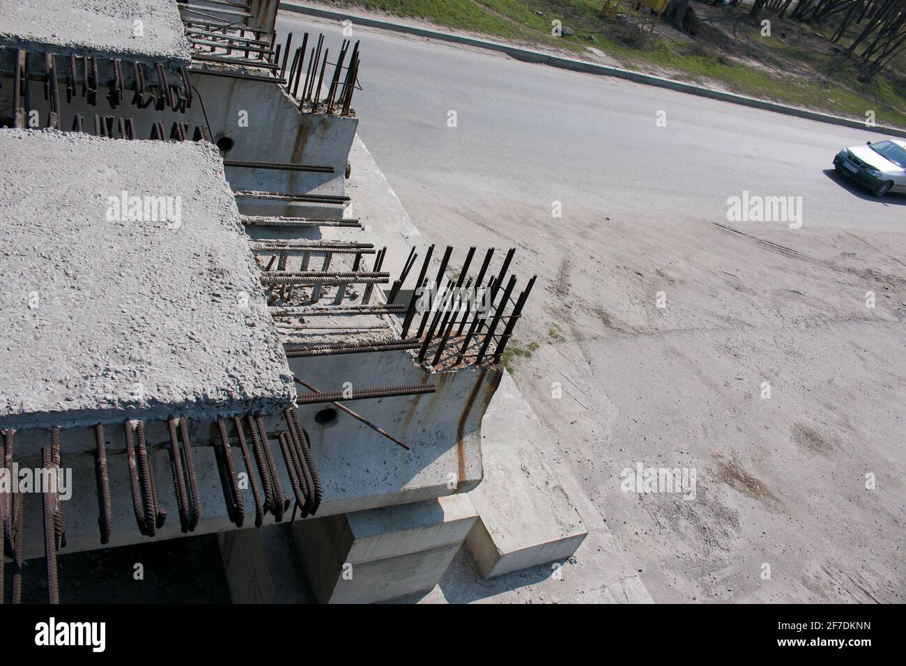Highway overpass construction. Site of under construction viaduct Stock ...