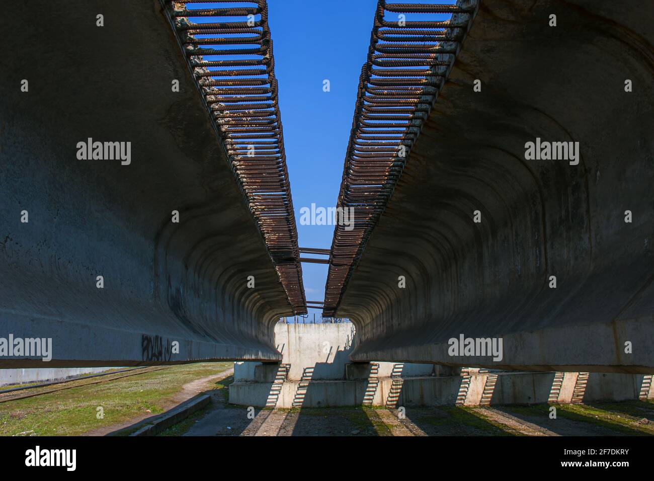Highway overpass construction. Site of under construction viaduct Stock ...
