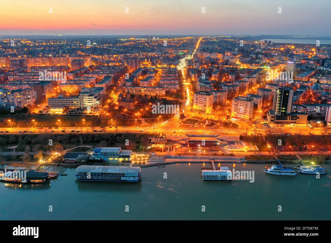 Galati, ROMANIA - March 19, 2021: Aerial view of Galati City, Romania ...