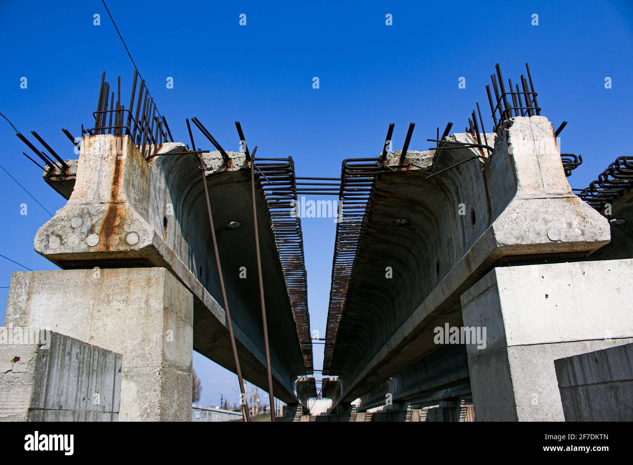 Highway overpass construction. Site of under construction viaduct Stock ...