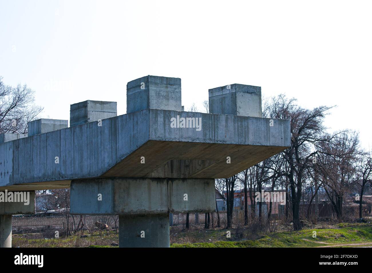 Highway overpass construction. Site of under construction viaduct Stock ...