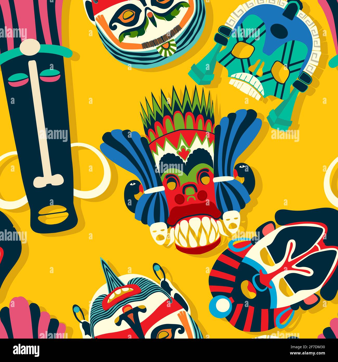 Tribal mask ethnic, seamless pattern vector design Stock Vector Image ...