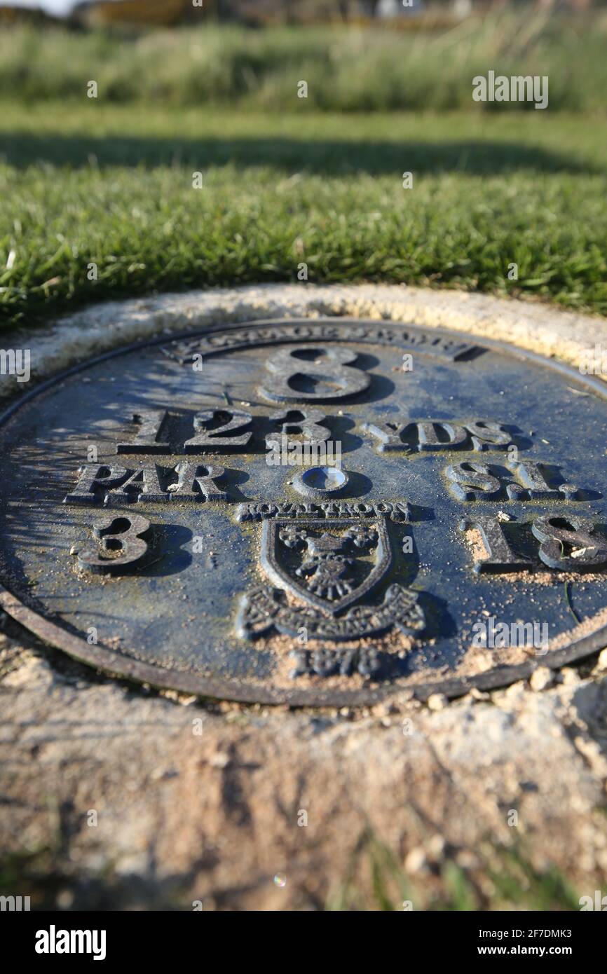 Scotland, Ayrshire, Royal Troon Championship Golf Course. The legendary 8th Hole known as "The ...