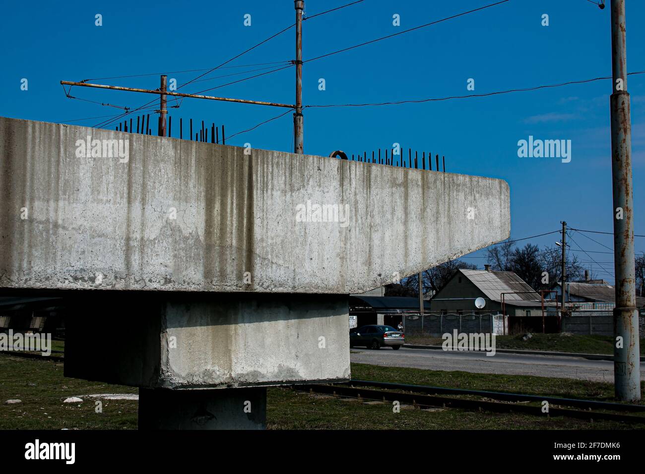 Highway overpass construction. Site of under construction viaduct Stock ...
