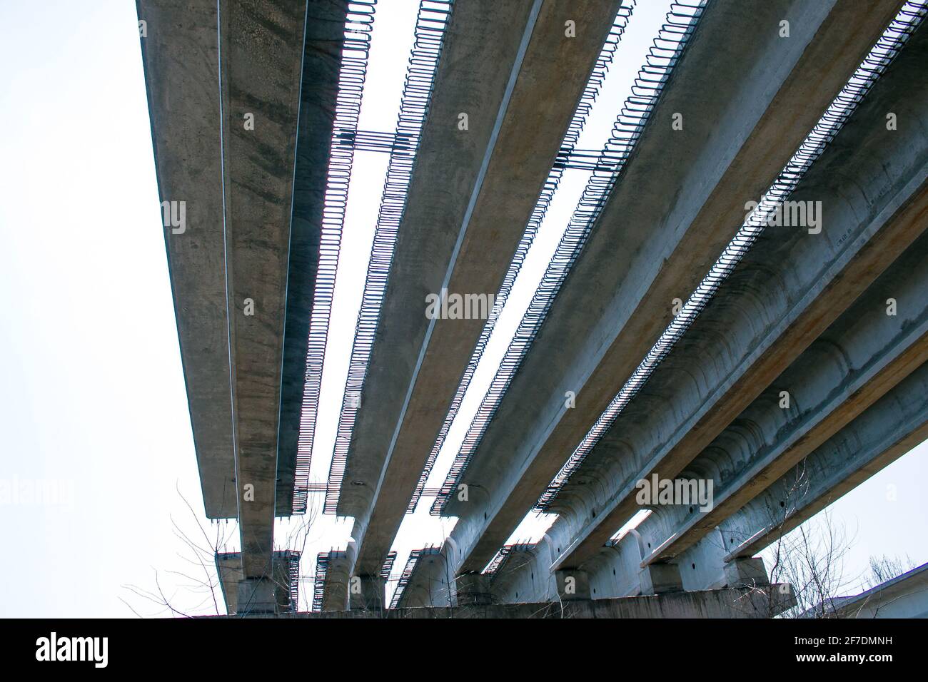 Highway overpass construction. Site of under construction viaduct Stock ...