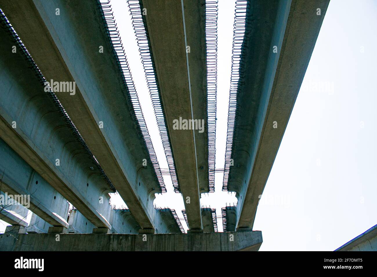Highway overpass construction. Site of under construction viaduct Stock ...