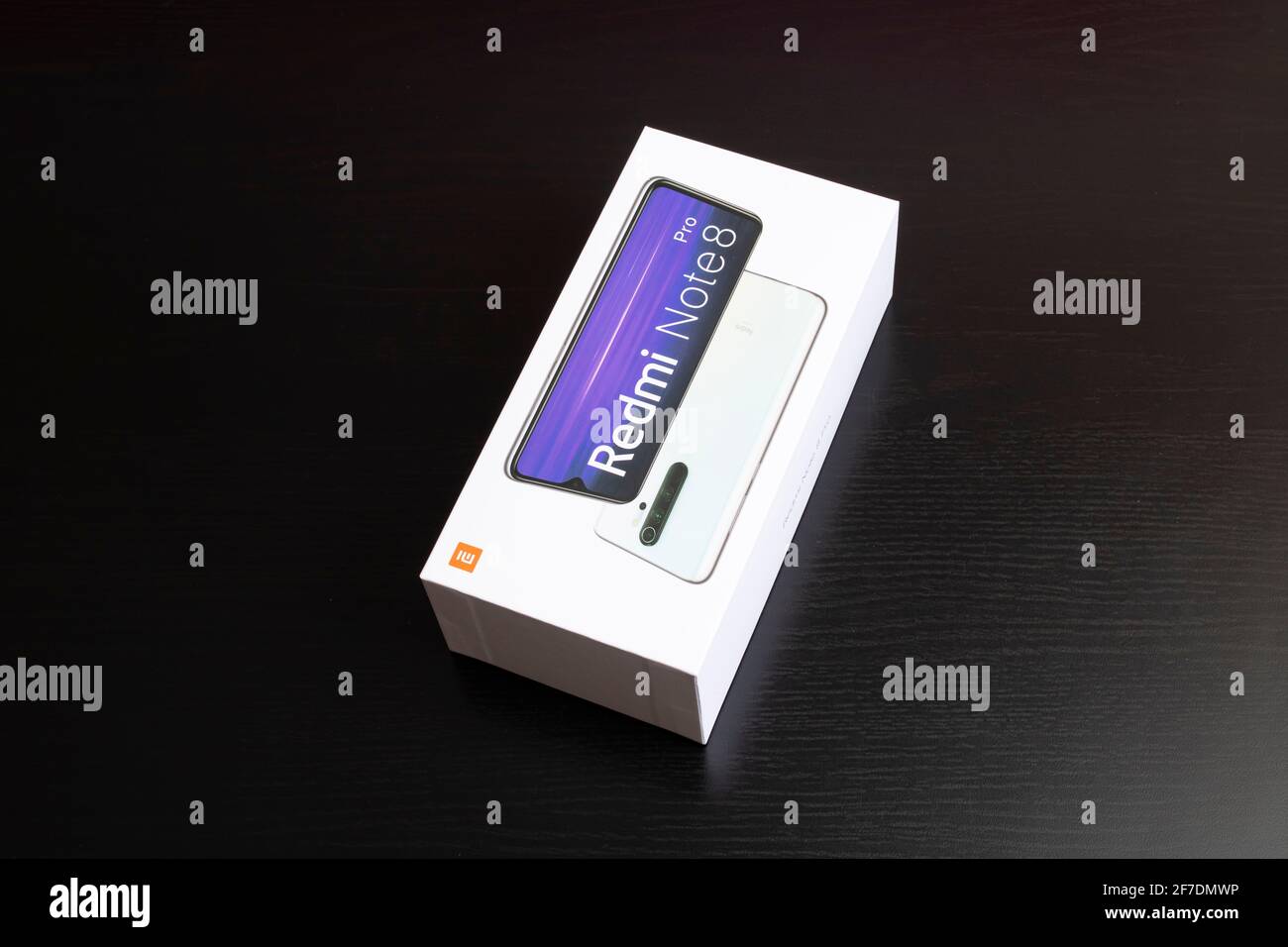 BELARUS, NOVOPOLOTSK - 25 FEBRUARY, 2021: Xiaomi redmi 8 pro phone box ...