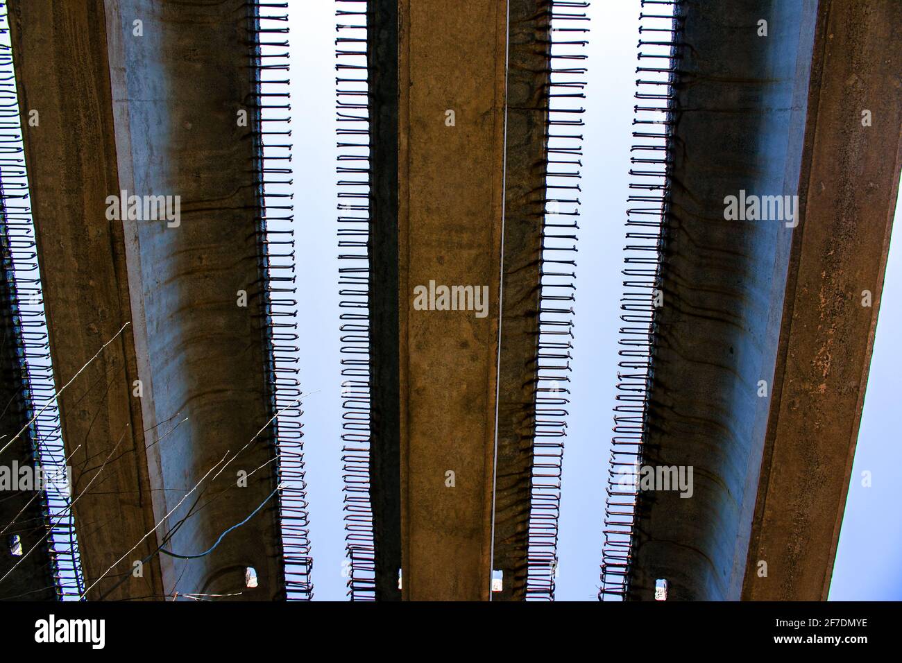 Abandoned construction. Highway overpass construction. Site of under ...