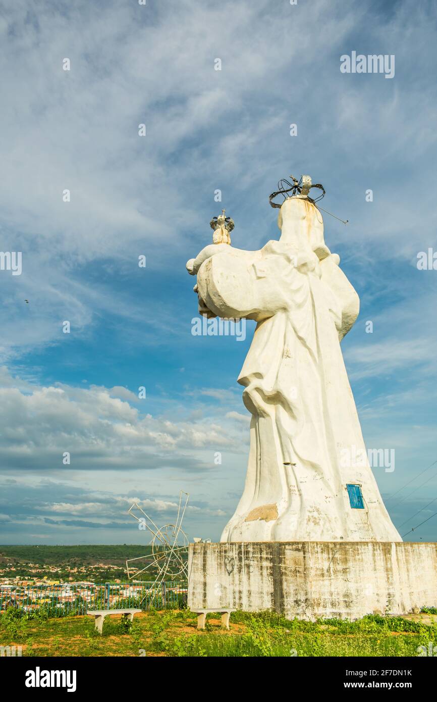 Statue of Our Lady of Victory at the top of Morro do Leme viewpoint in ...