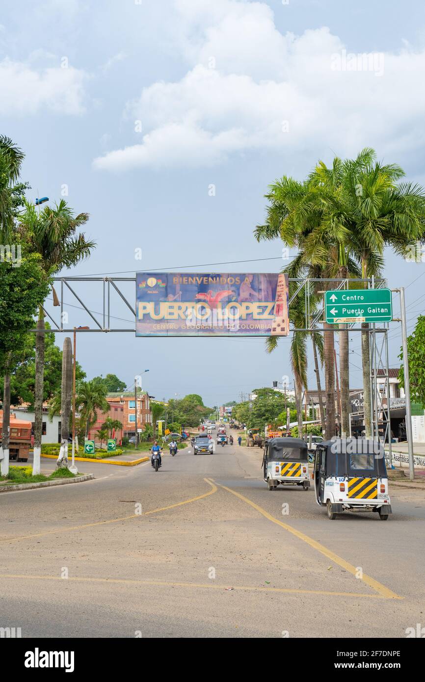 entrance sign of the city of Puerto Lopez, Meta, Villavicencio ...