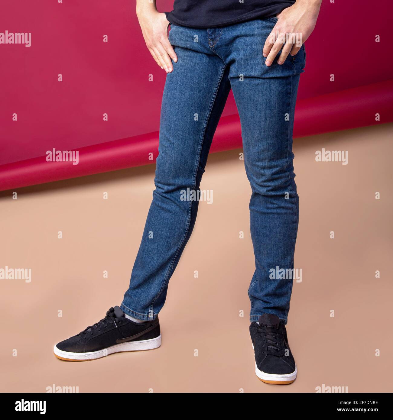 Male legs in boots blue hi-res stock photography and images - Alamy