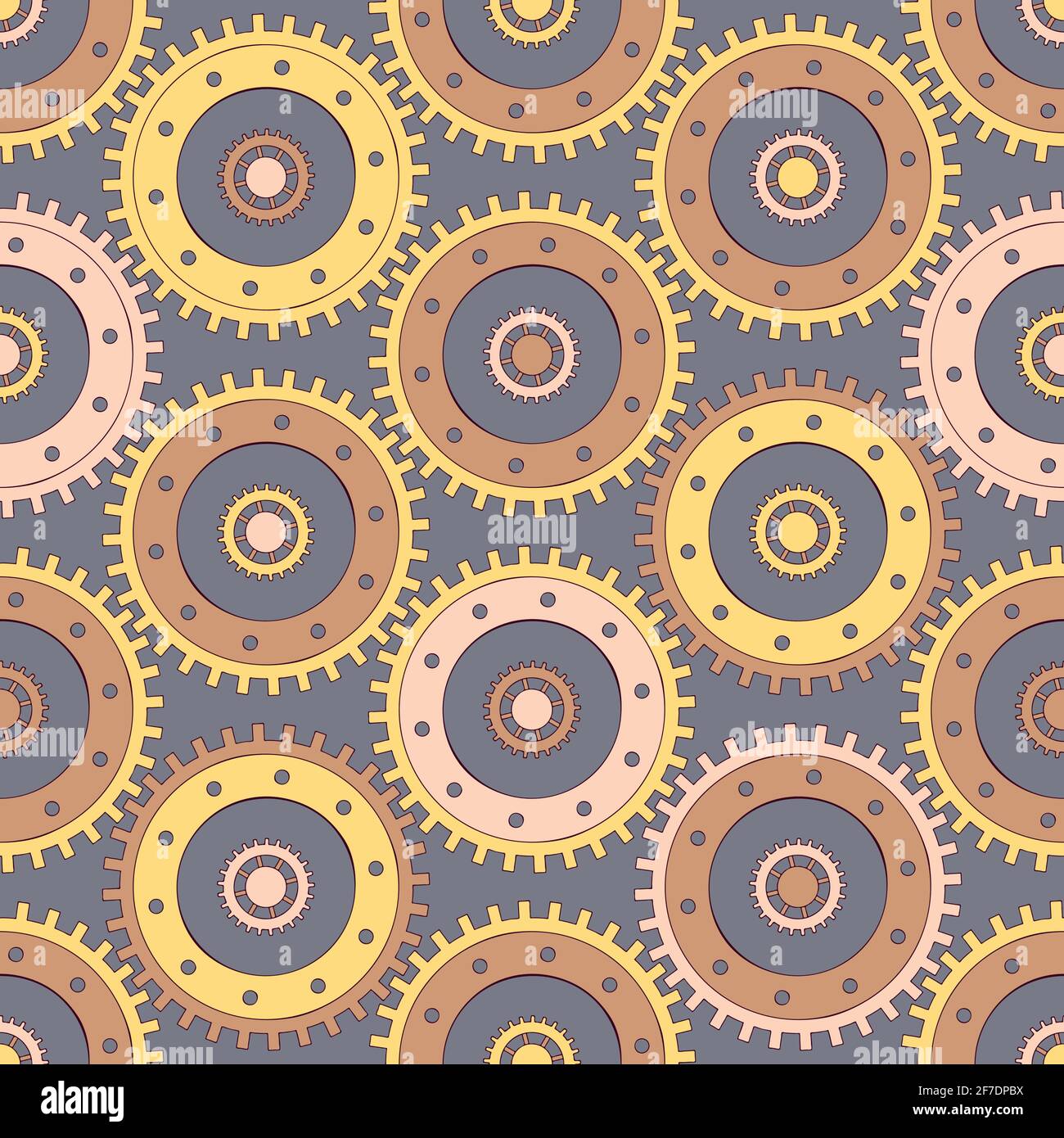 Vector seamless patern gears. Colored round gear elements of the ...