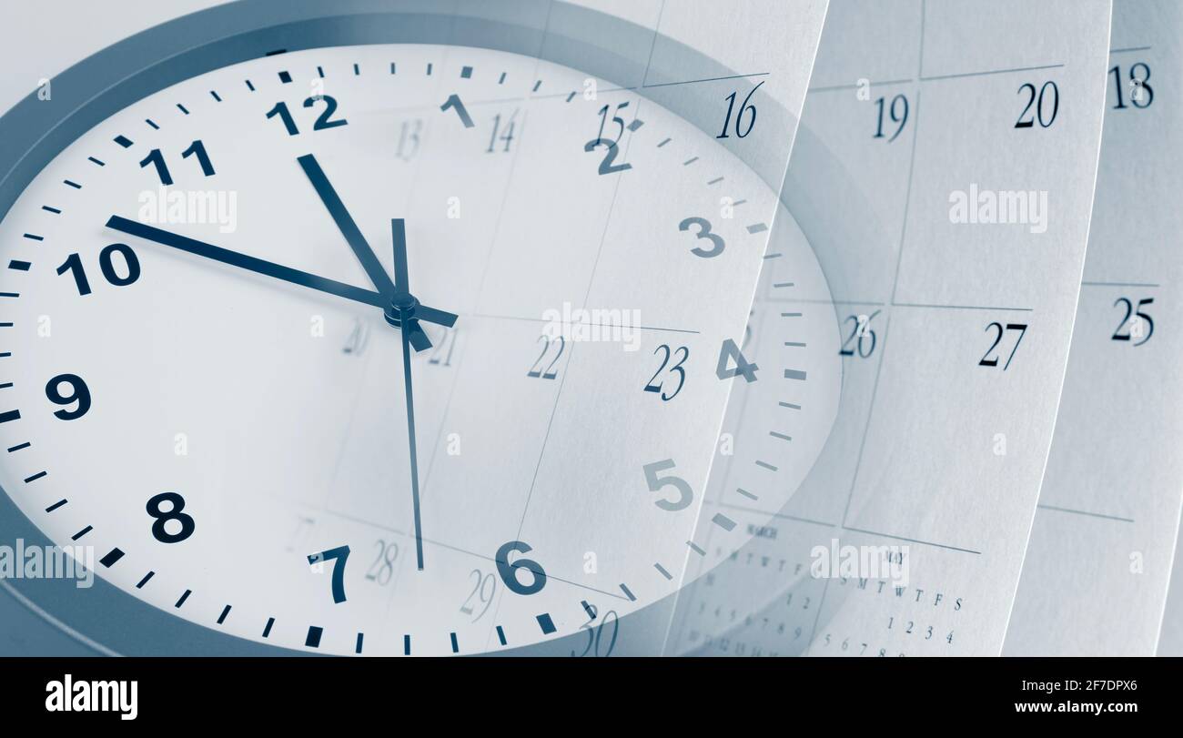 Clock face and calendar composite Stock Photo - Alamy