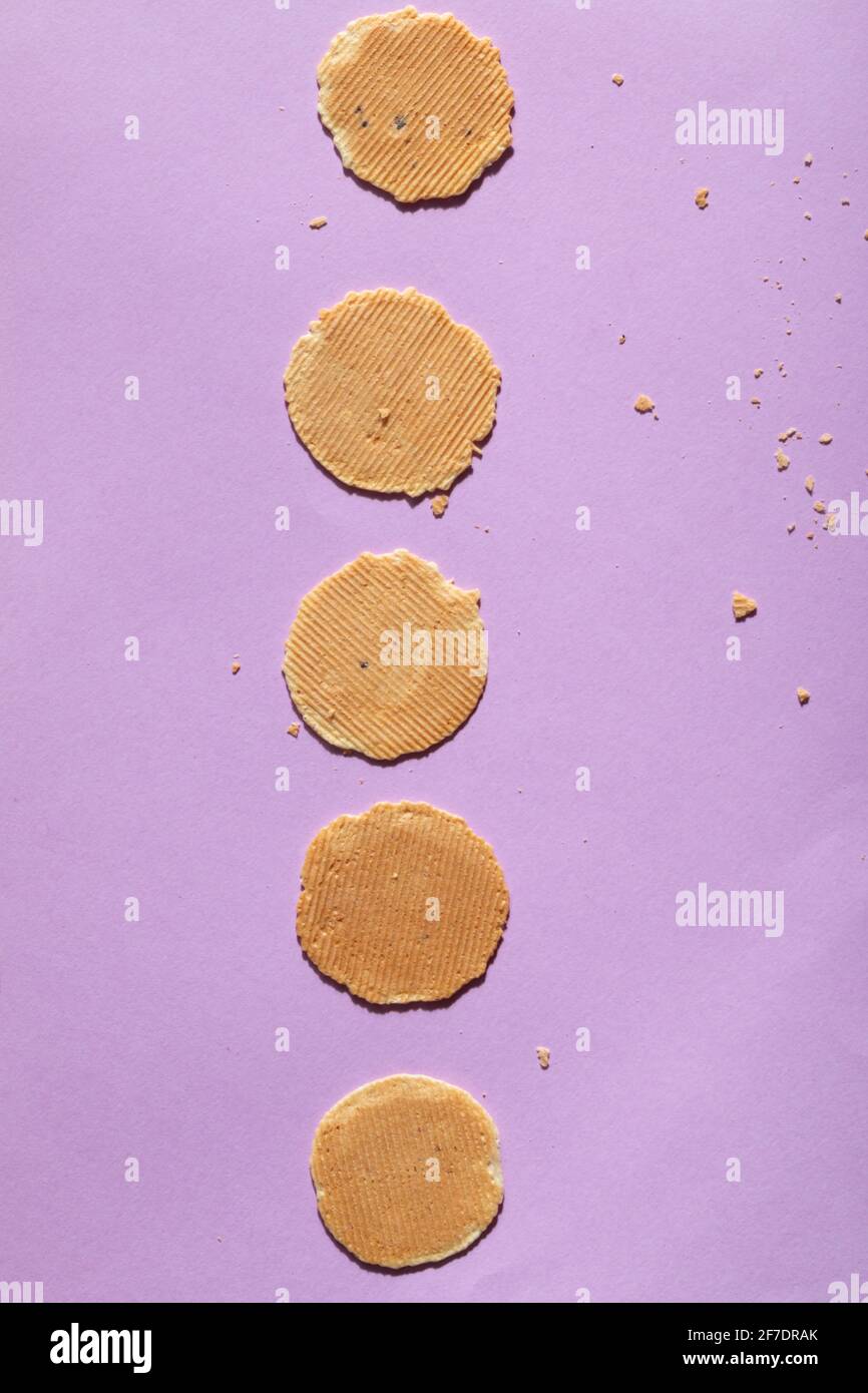 homemade cookies on purple background, creative food photography Stock ...