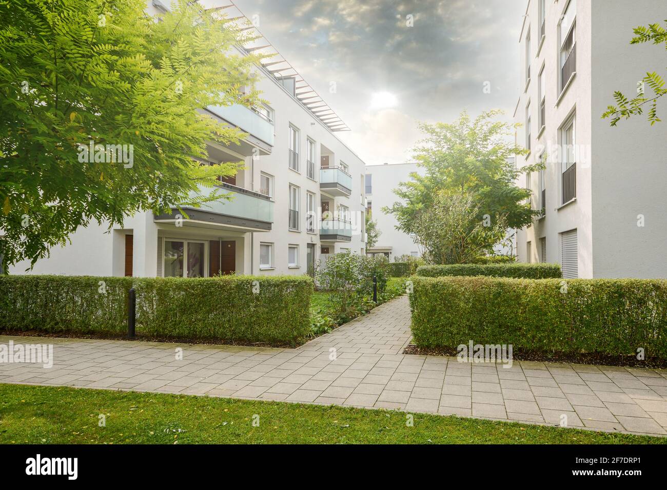 Cityscape of a residential area with modern apartment buildings, new ...