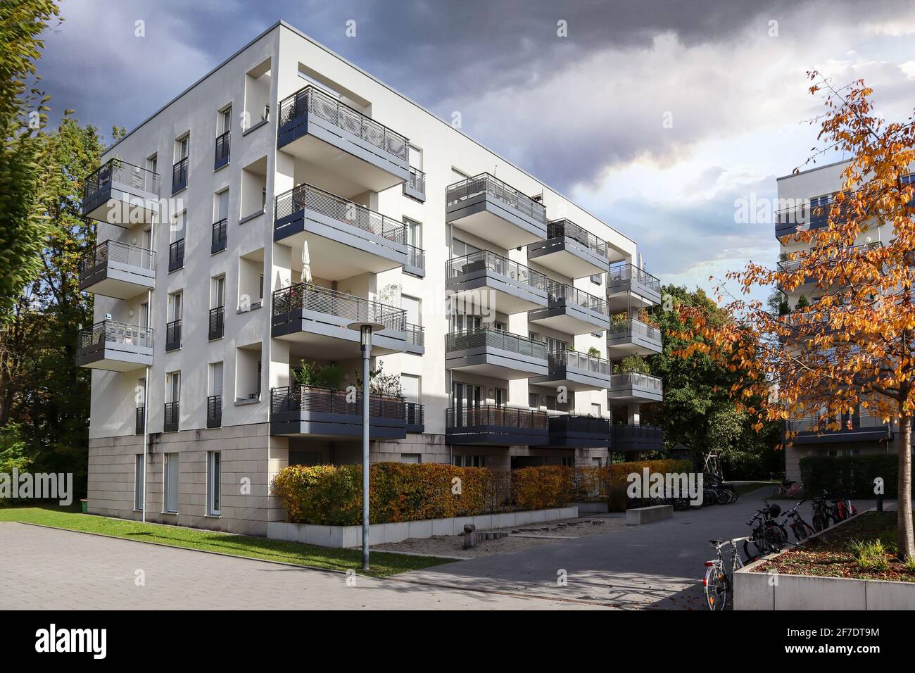 Cityscape with modern residential area, new apartment buildings and ...