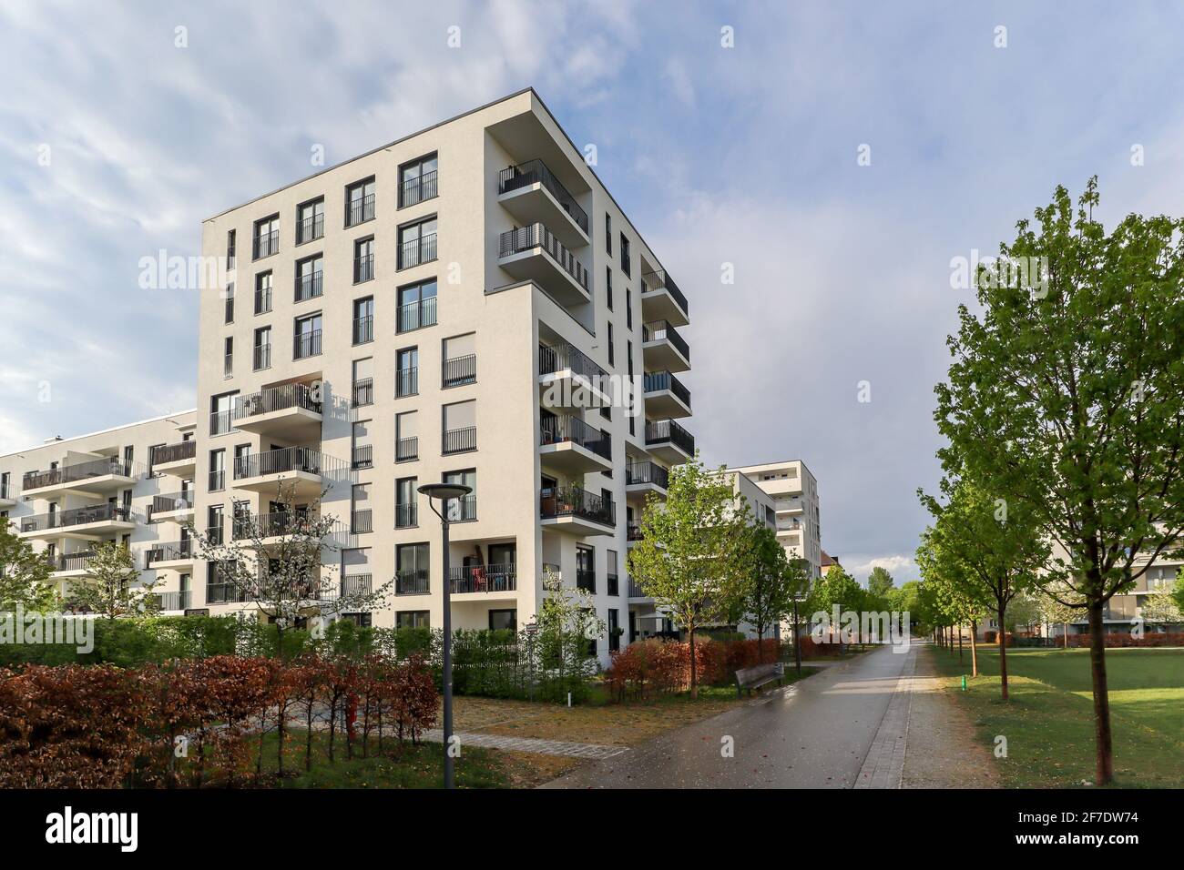 Cityscape of a modern residential area with apartment buildings, new ...