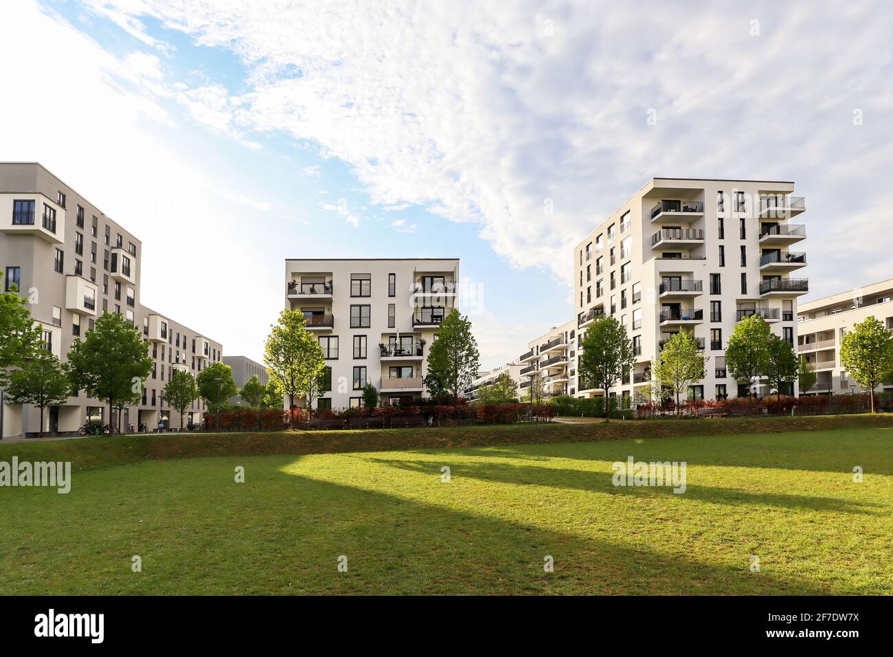 Cityscape of a modern residential area with apartment buildings, new ...