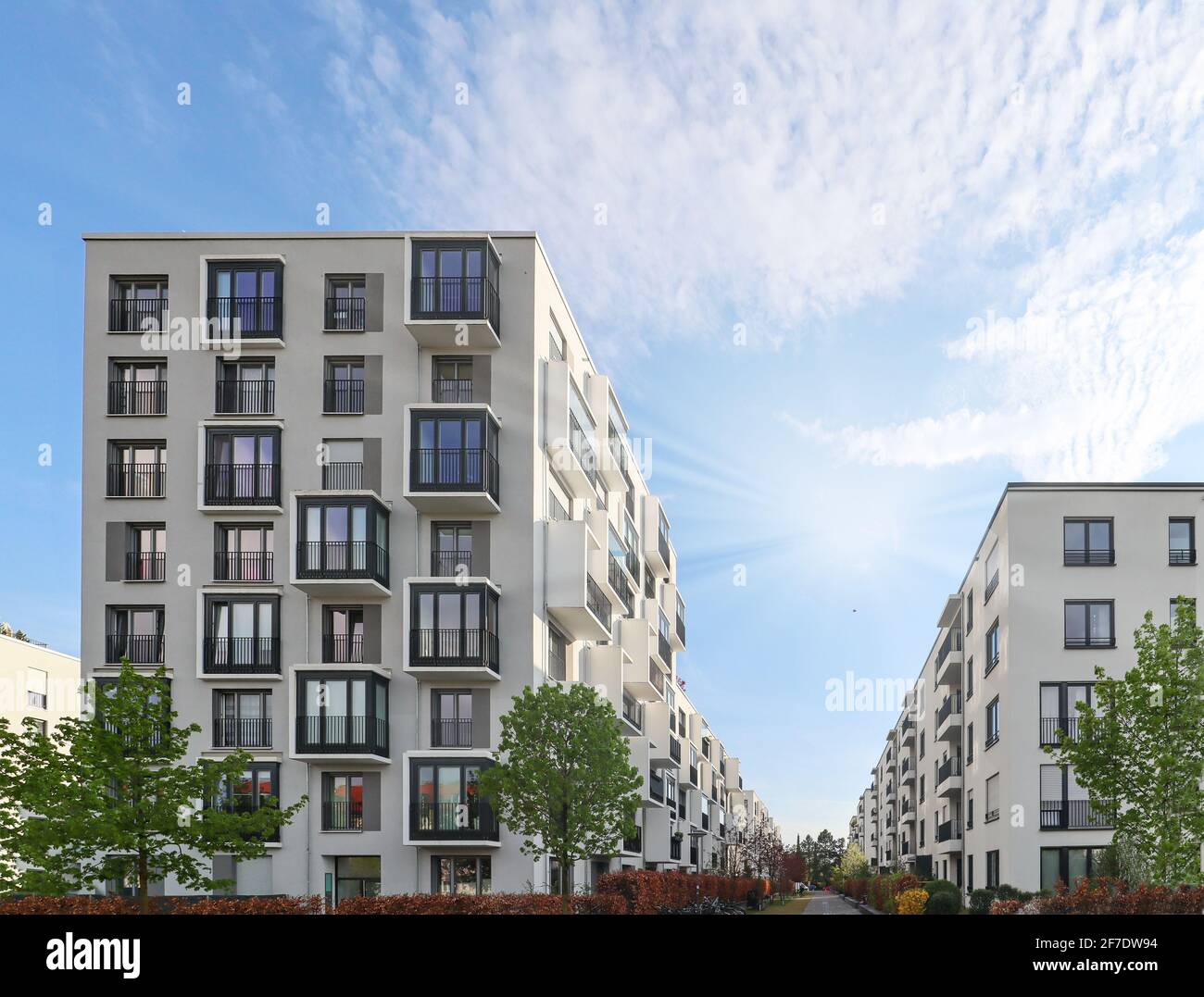 Cityscape of a modern residential area with apartment buildings, new ...